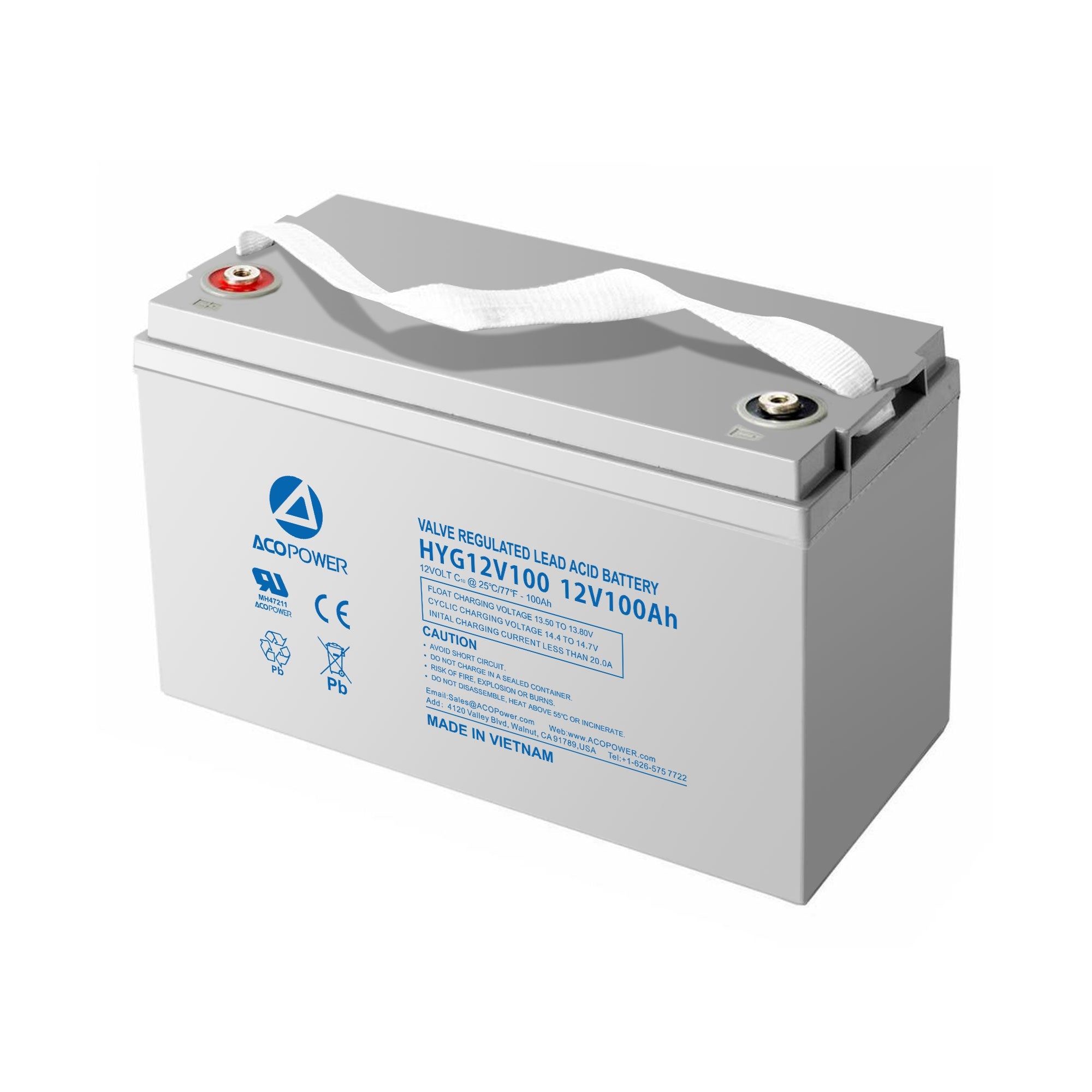 Acopower 12-100Ah Rechargeable Gel Deep Cycle 12V 100 Ah Battery with