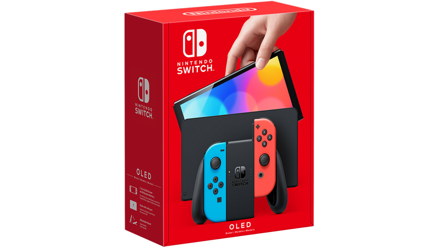 Nintendo Switch OLED Model w/ Neon Red & Neon Blue Joy-Con- Neon Red/N