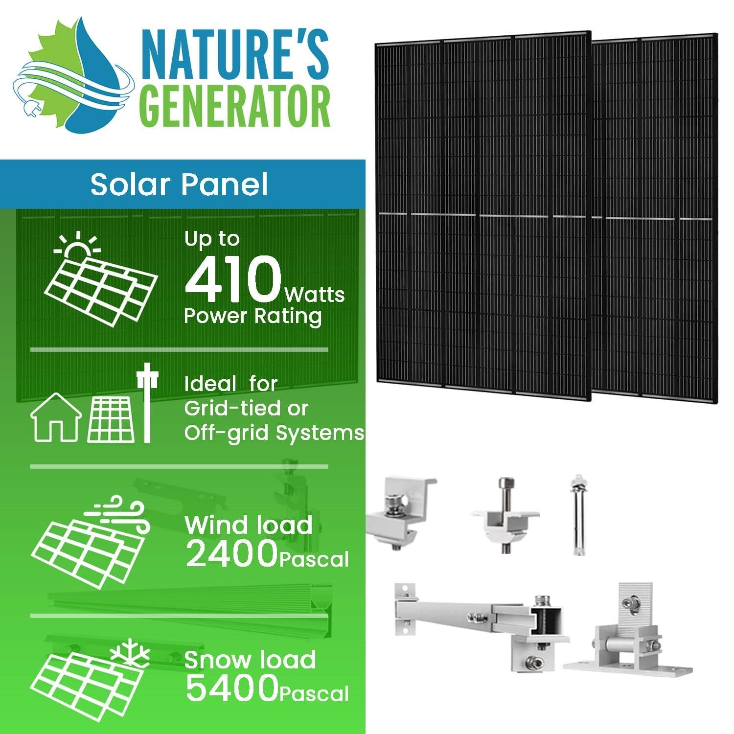 410 Watt Monocrystalline Solar Panel (4 Pack) With Solar Panel Mount R
