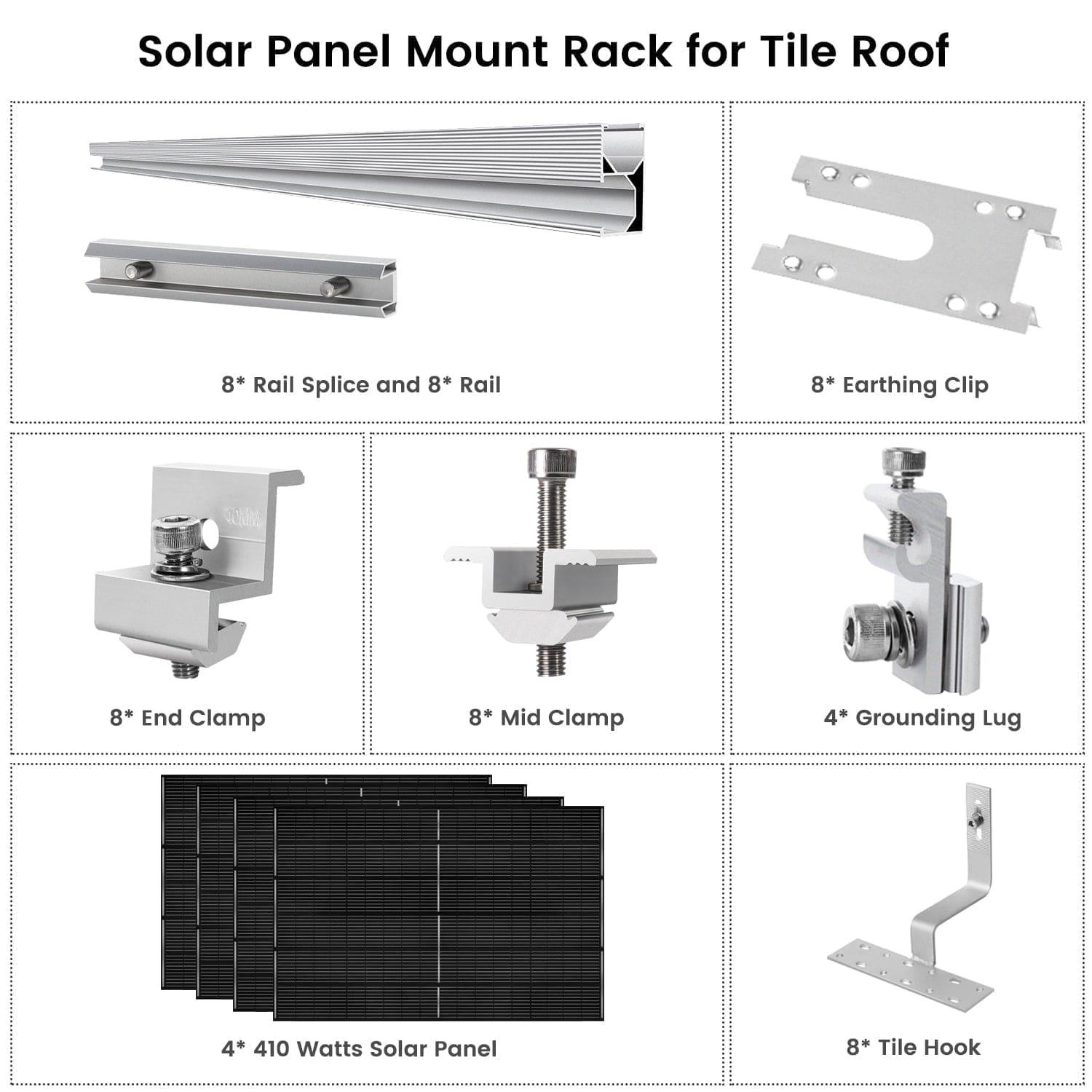 410 Watt Monocrystalline Solar Panel (4 Pack) With Solar Panel Mount R
