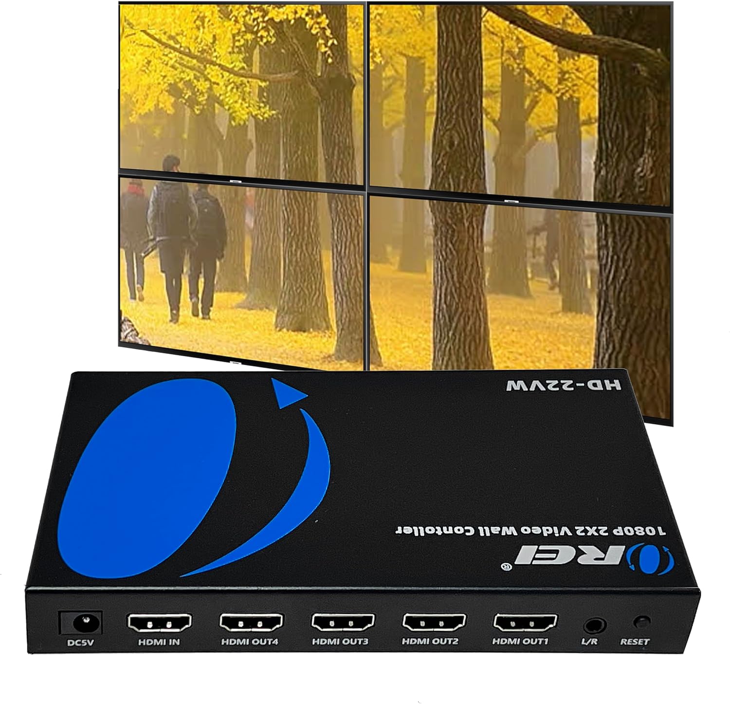 2x2 Full HD Video Wall Controller with Audio Extraction & RS-232 (HD-2