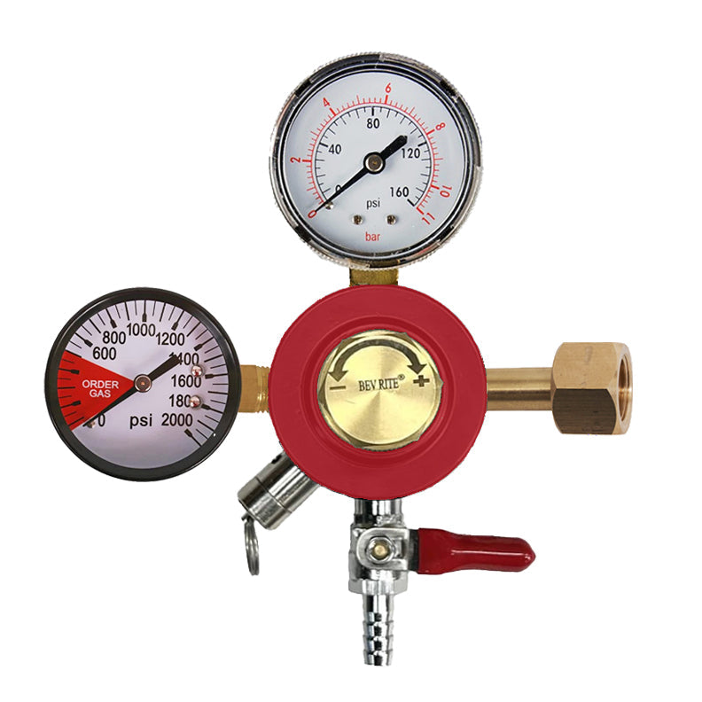 Bev Rite CO2 Regulator, Double Gauge, (0-120 lbs, 0-2000 lbs) - High P