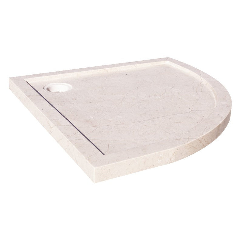 Cream Royal Marble Corner Shower Base Hand-carved from Solid Marble Bl