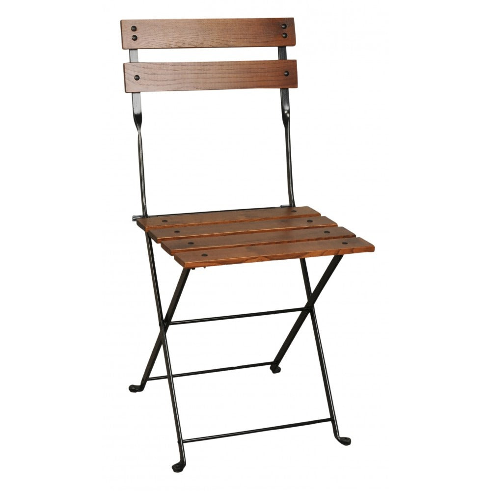 Five Piece Dining Set with 28" Square European Chestnut Wood Slats Top