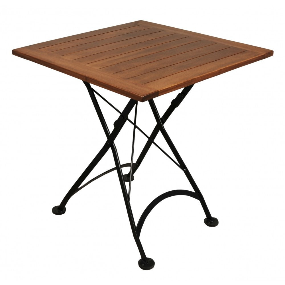 Five Piece Dining Set with 28" Square European Chestnut Wood Slats Top