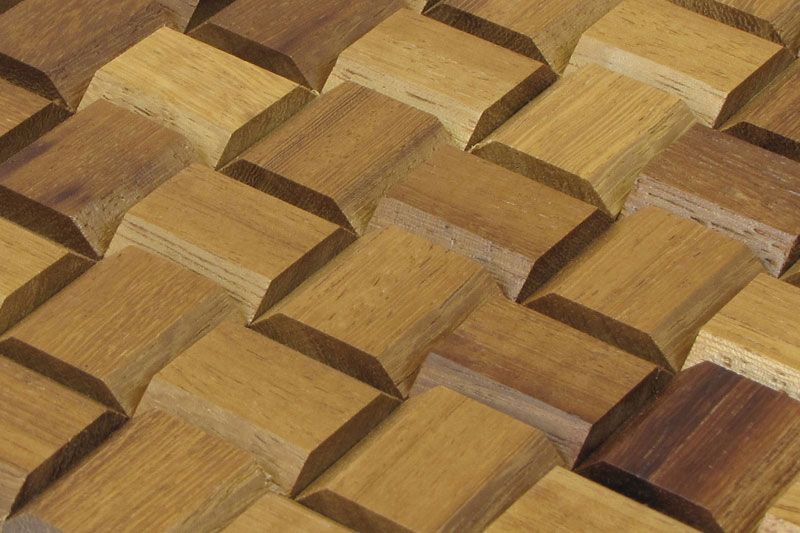 Iroko Pyramid Mesh-mounted Wood Mosaic Wall Tile - Livfloors Collectio