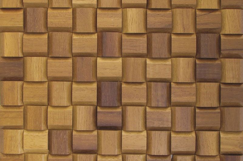Iroko Pyramid Mesh-mounted Wood Mosaic Wall Tile - Livfloors Collectio