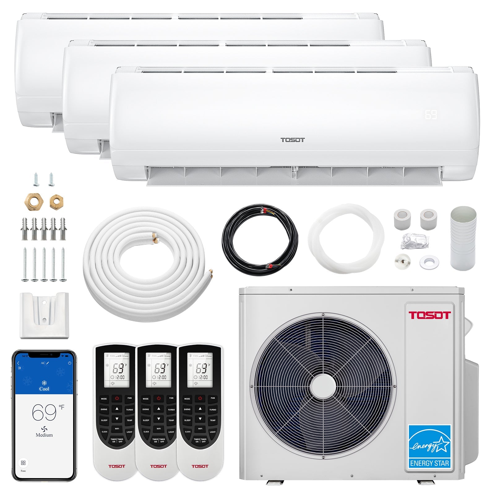 TOSOT - 30,000 BTU Tri-Zone Mini Split Air Conditioner - Heat Pump ...