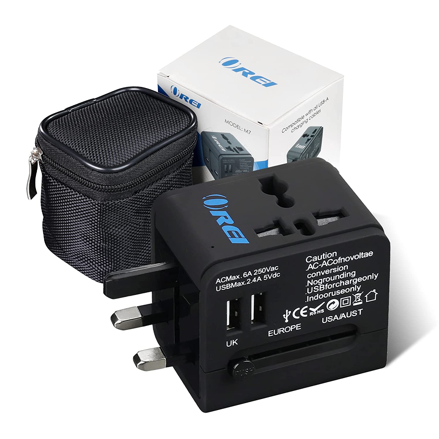 Universal Travel Adapter with 2 USB Ports - International Travel Adapt