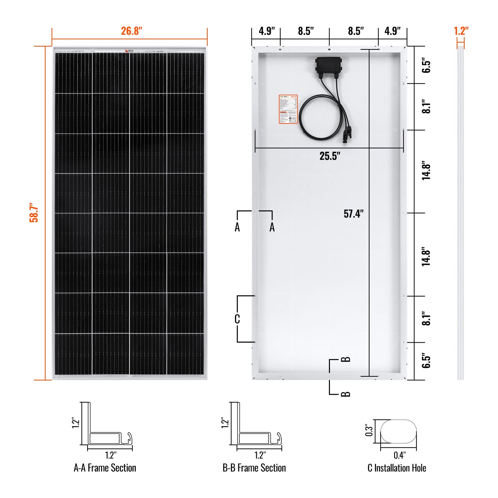 Rich Solar MEGA 200 | 200 Watt Solar Panel | Wellbots | Free Shipping