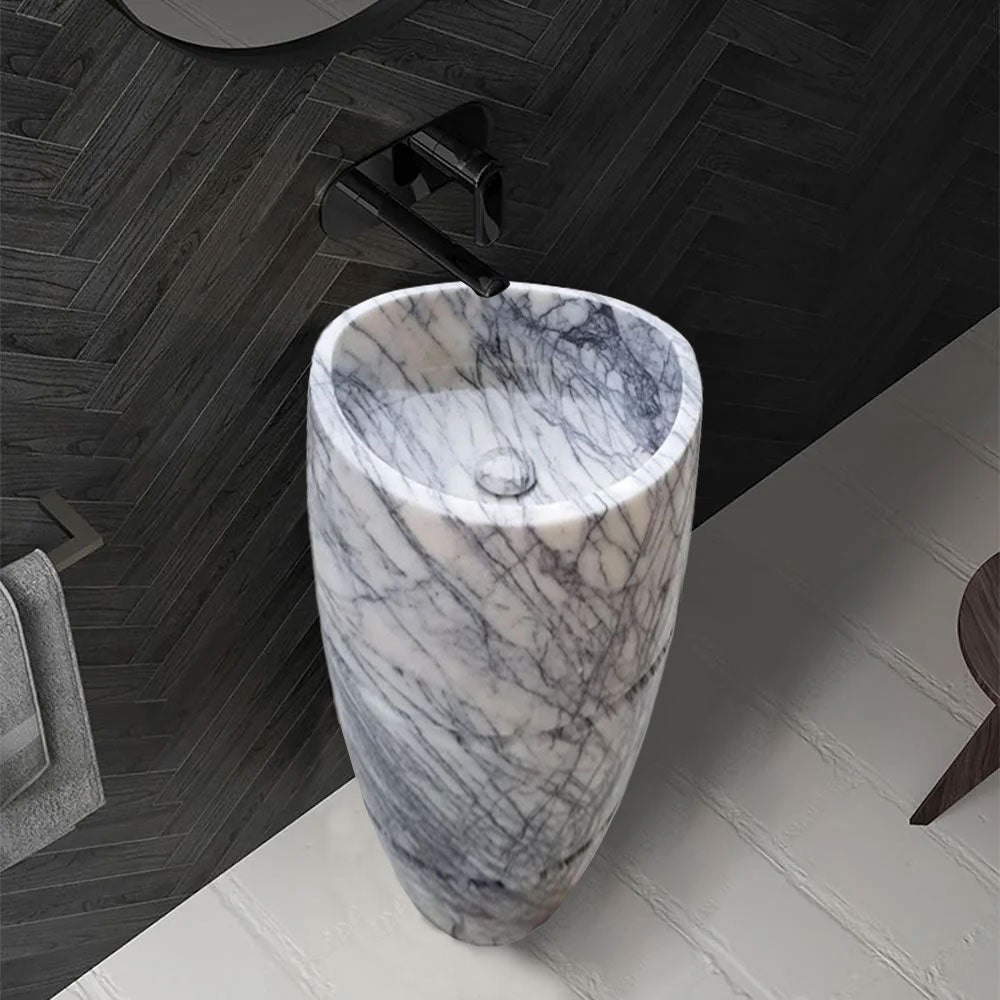 New York Marble Designer Pedestal Stand-Alone Sink (W)22" (L)22" (H)34