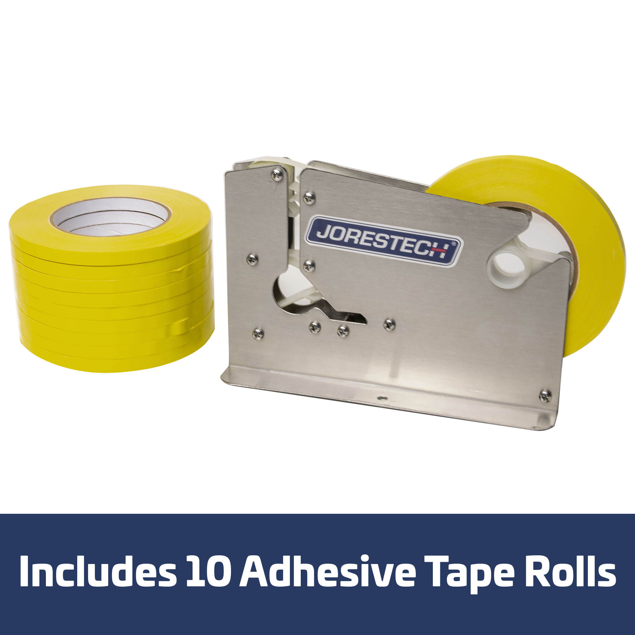 Stainless Steel Manual Bag Taper with 10 Yellow Self-Adhesive 3/8” Tap