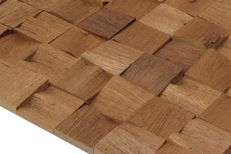 Sapele Natural Mesh-mounted Wood Mosaic Wall Tile - Livfloors Collecti