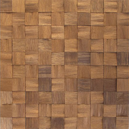 Sapele Natural Mesh-mounted Wood Mosaic Wall Tile - Livfloors Collecti