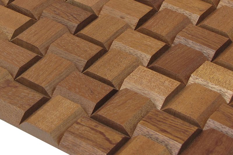 Sapele Pyramid Mesh-mounted Wood Mosaic Wall Tile - Livfloors Collecti
