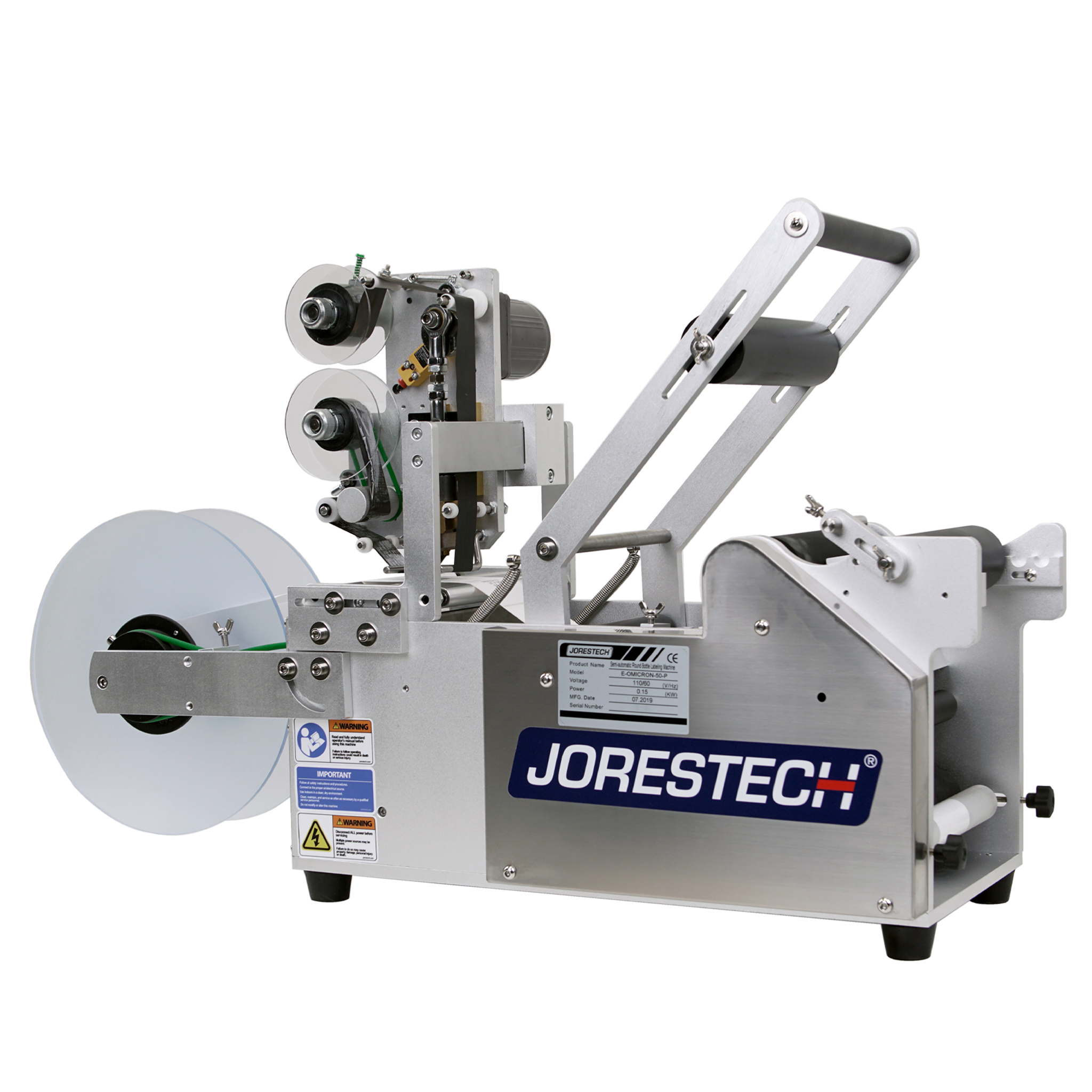 Semi-Automatic Label Applicator for Round Containers with Integrated P