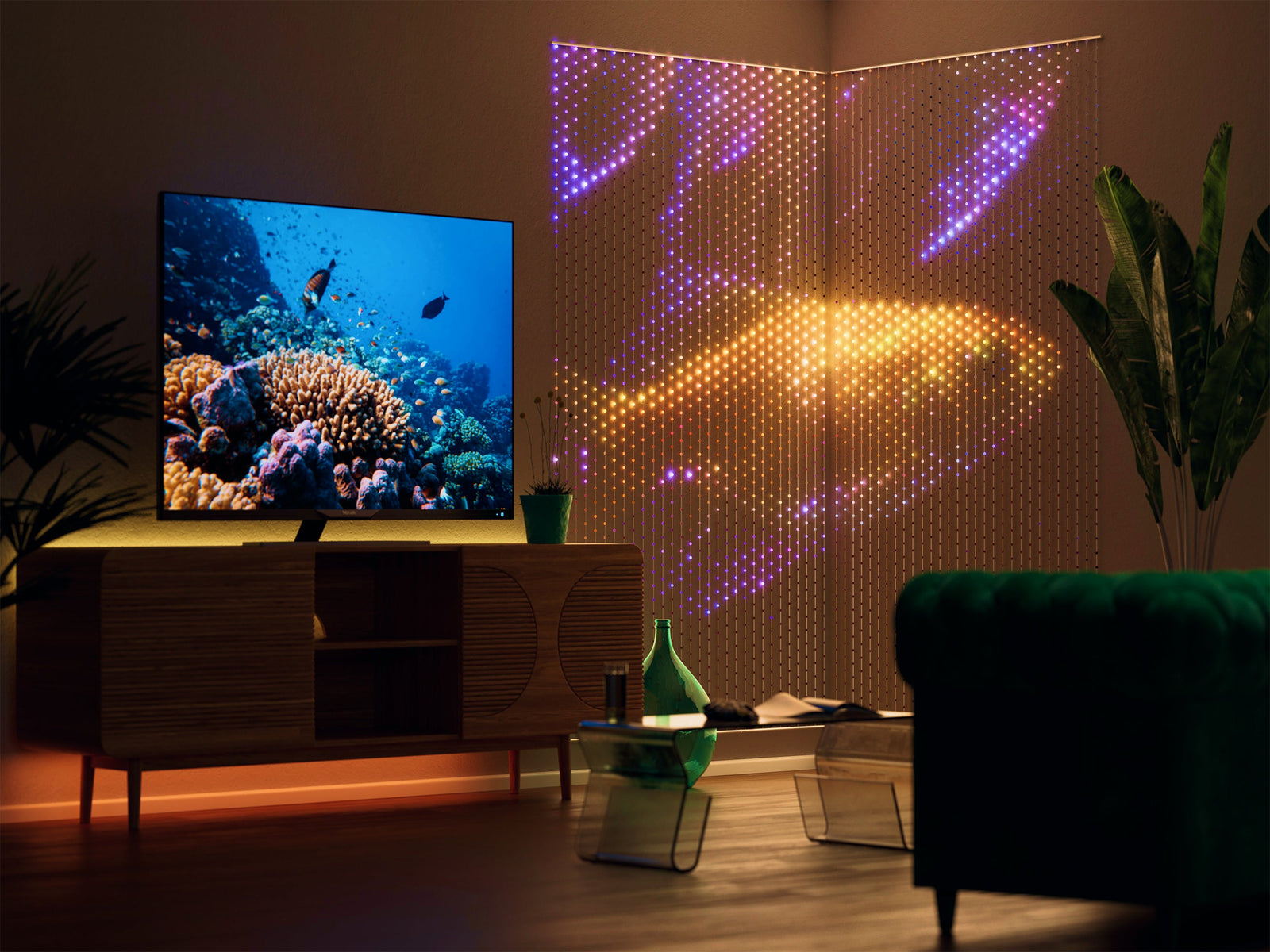 Twinkly Matrix 3.28x3.28ft RGB, High Density 480 LED Curtain, Smart ...