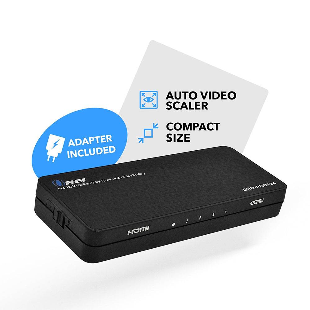 1x4 HDMI Splitter: 1-in 4-out, UltraHD 4K, Auto-Downscale, EDID (UHD-P