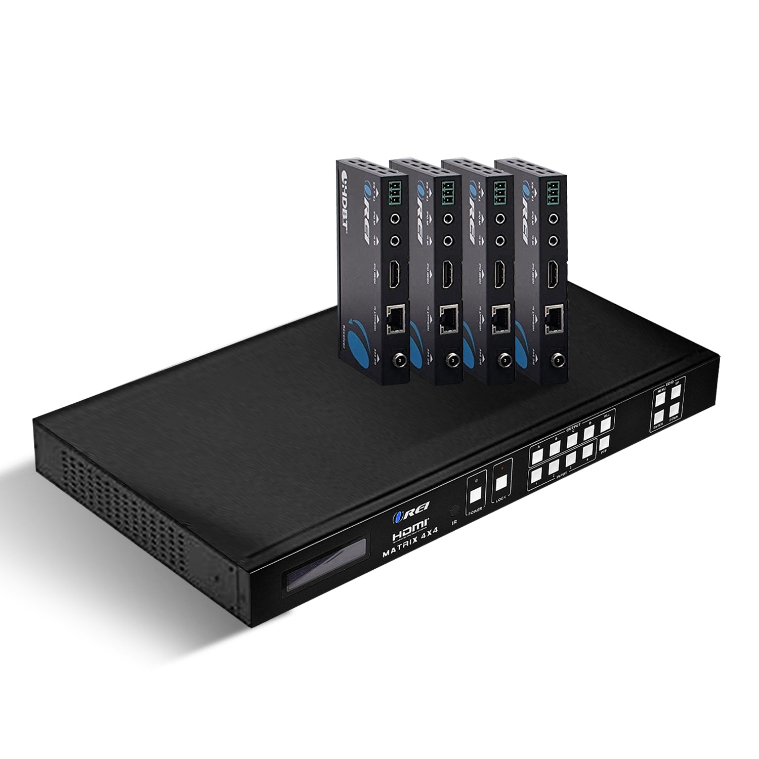4x4 HDMI Matrix Switcher Extender & HDBaseT Over CAT5e/6/7 Cable (UHD4