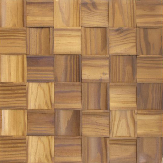 US Pine Prolate Thermowood Mesh-mounted Mosaic Wall Tile - Livfloors C