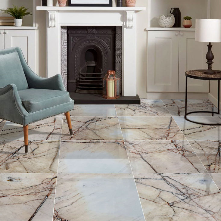Agora Gold White Exotic Marble Polished Floor and Wall Tile - Large Fo