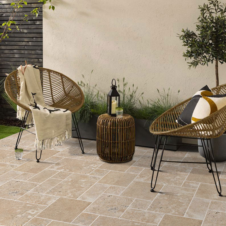 Aspendos Beige Travertine Pattern Tumbled Pavers - Full Truckload