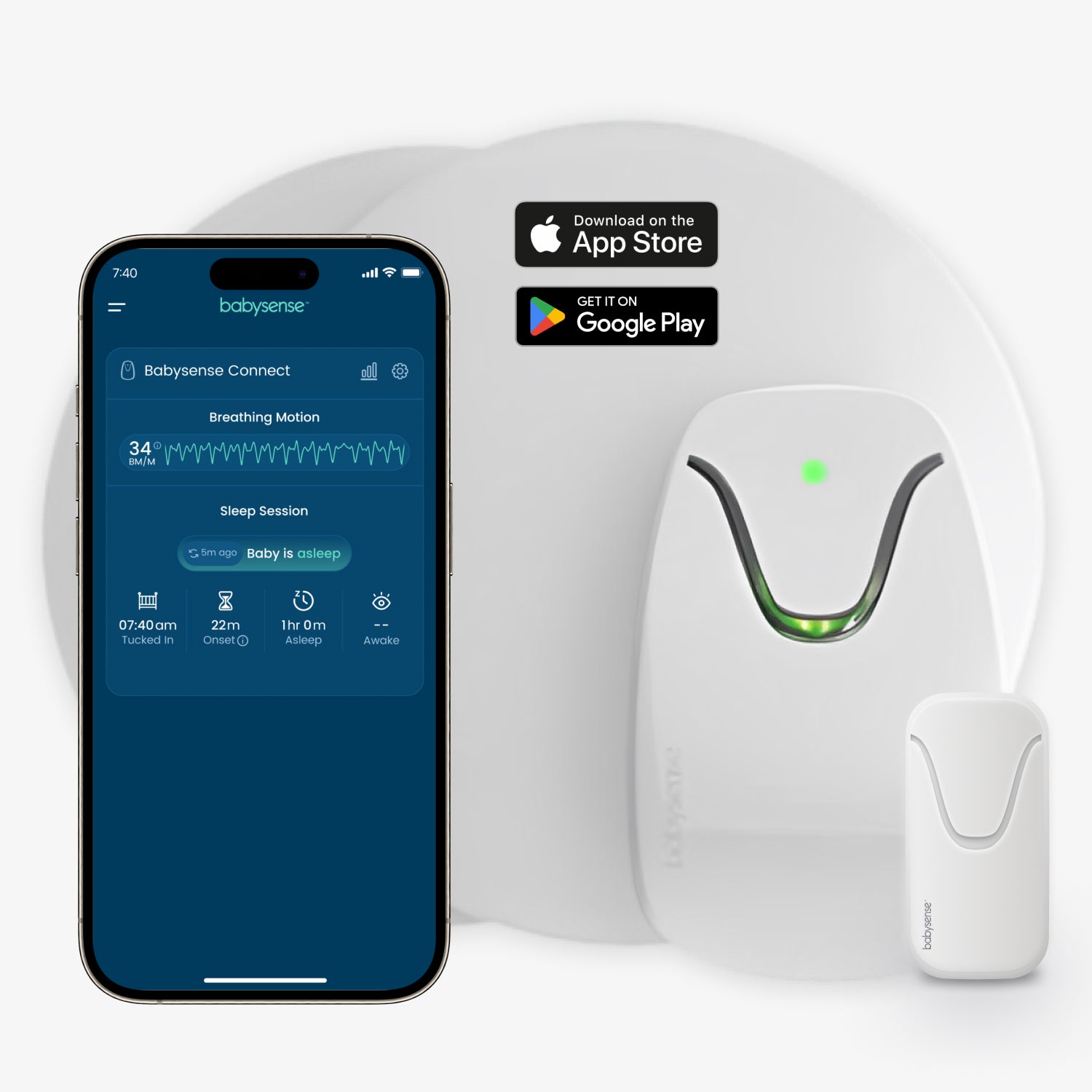 Babysense Connect Sleep Monitor: Baby Breathing Motion with Sleep Anal