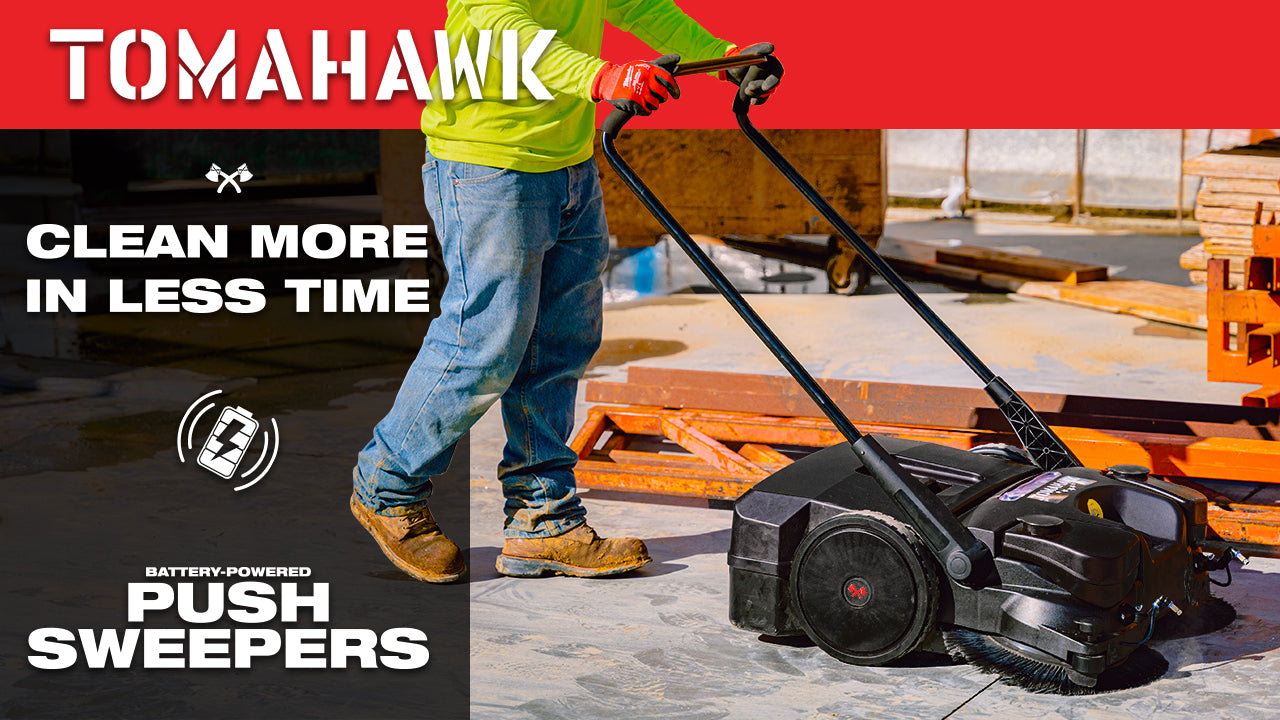 30" Battery Powered Push Sweeper with Triple Power Brooms Electric Dri