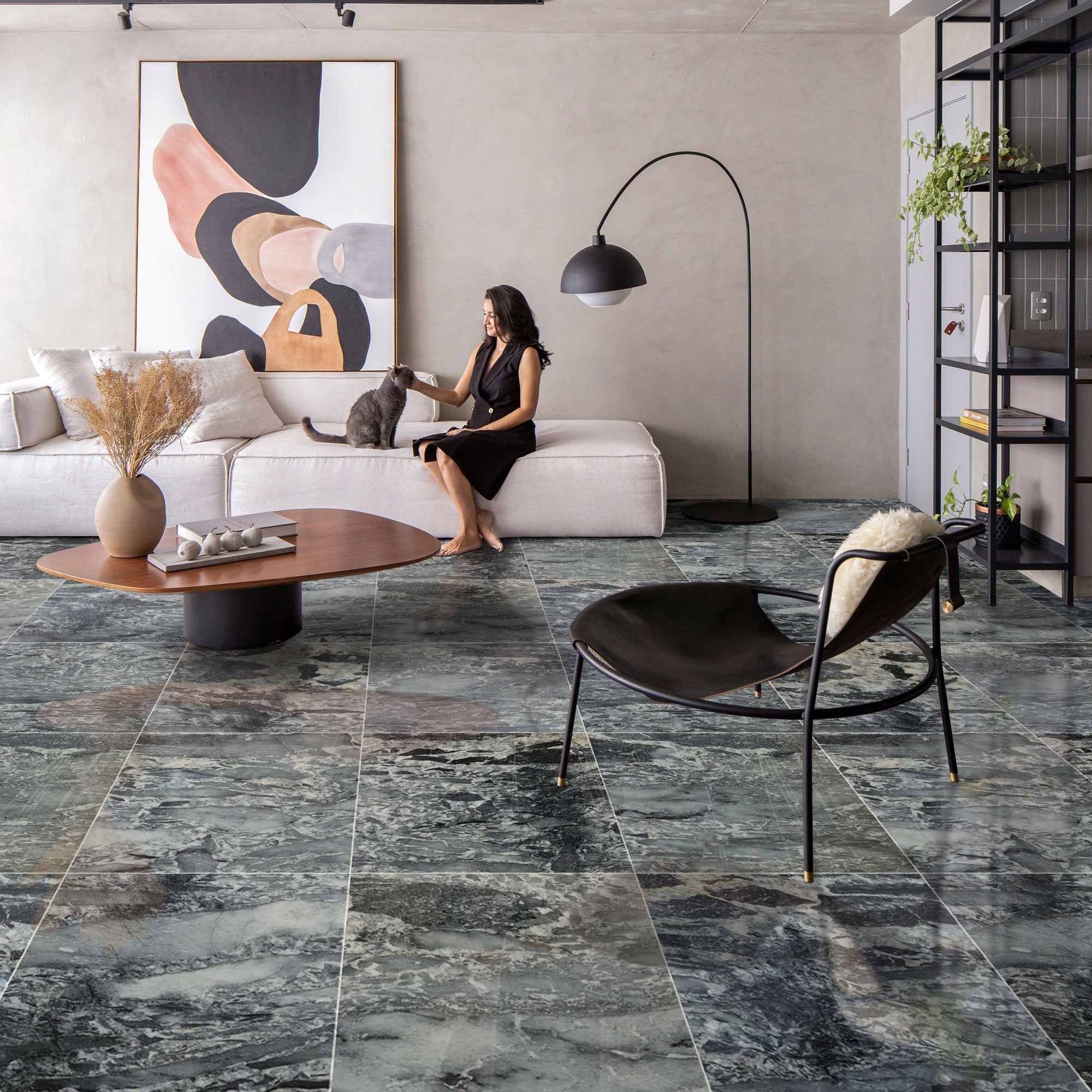 Black Leopard Exotic Marble Polished Floor and Wall Tile - Large Forma