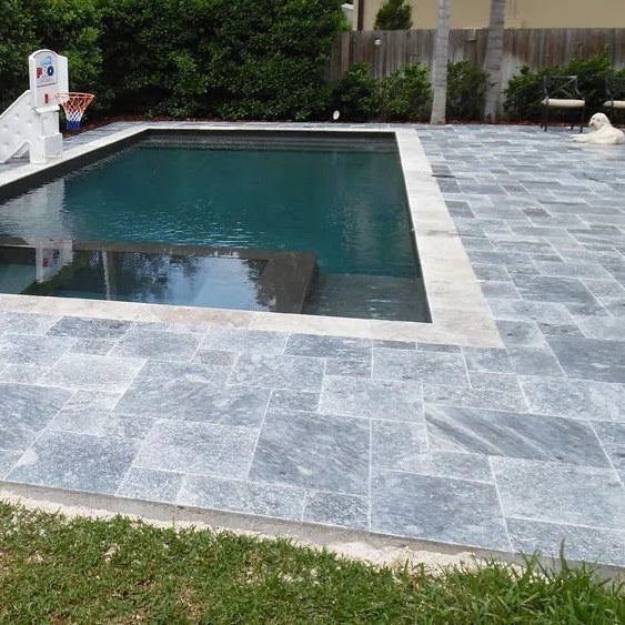 Bluestone Versailles Pattern Marble Pavers 1 1/4" Thick Sandblasted, B