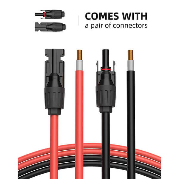 BougeRV Solar Extension Cable with Extra Free Connectors(10Ft 10AWG)