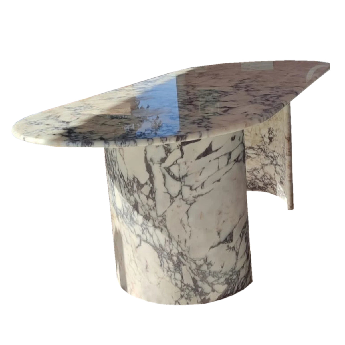 Calacatta Viola Marble Oval Dining Table with C Shape Marble Legs Poli