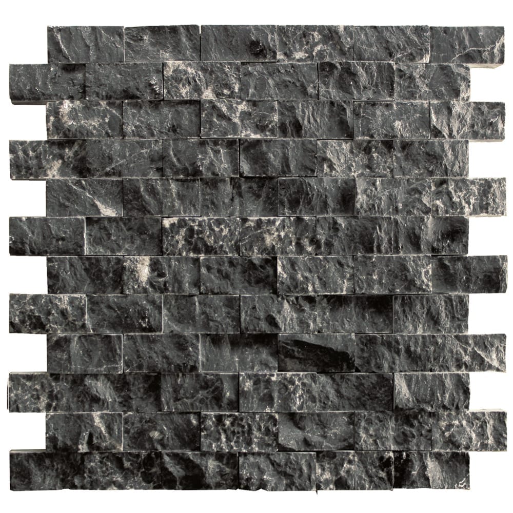 Toros Black Marble Split Face Brick Mosaic Wall Tile - Livfloors Colle